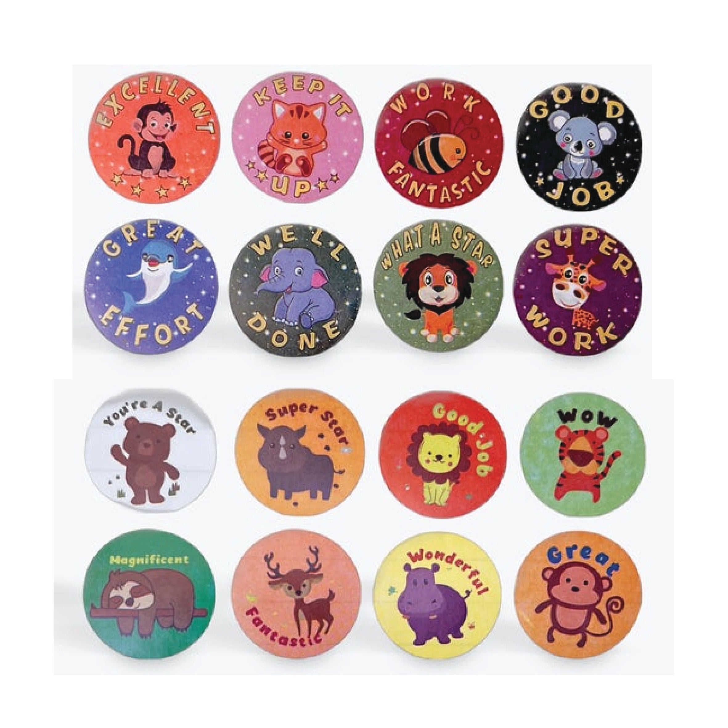 Kids Reward Achievement Stickers - Bright coloured labels with animals ...